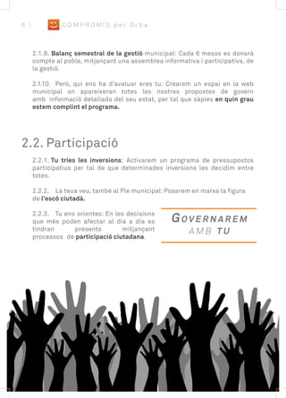 Programa electoral 2015. Compromis per Orba. | PDF