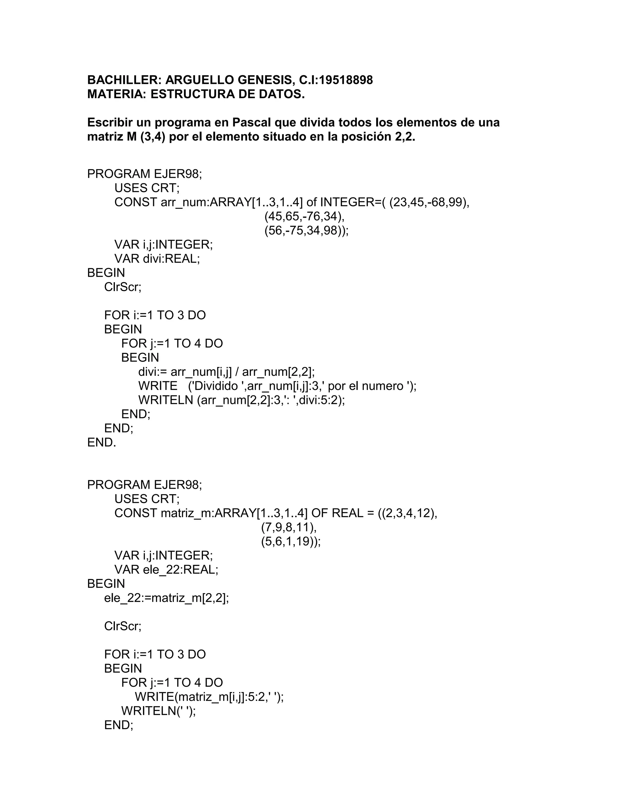 Programa en pascal | PDF