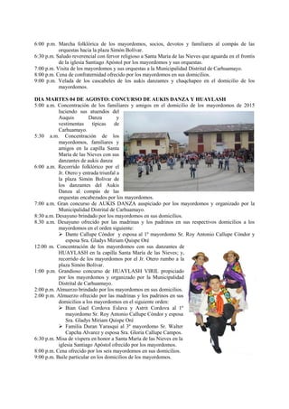 Programa fiesta santa maría de las nieves 2015 | PDF