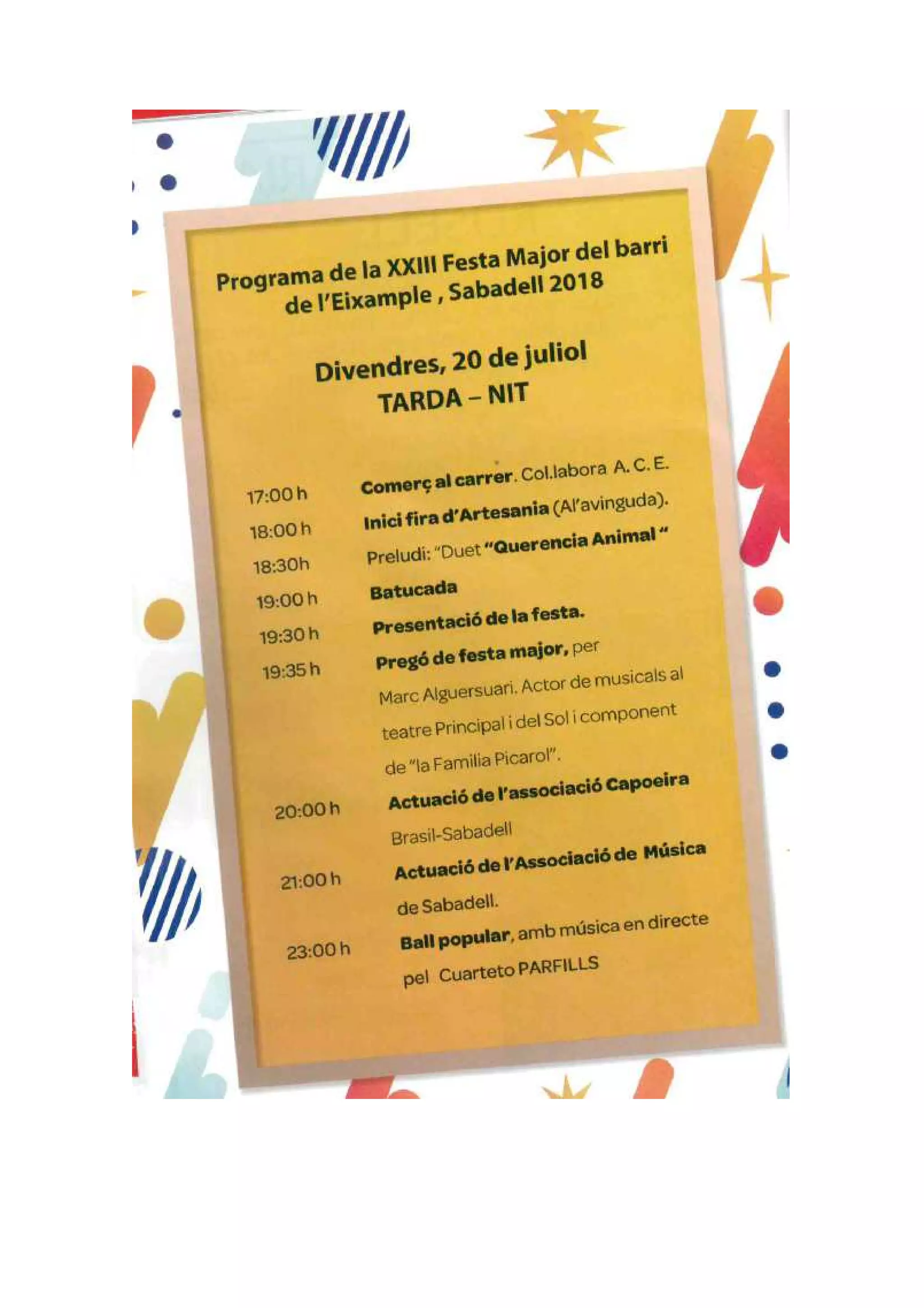 Programa de la Festa Major de l'Eixample | PDF