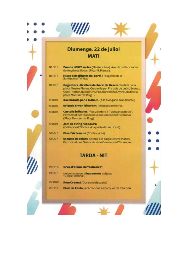 Programa de la Festa Major de l'Eixample | PDF