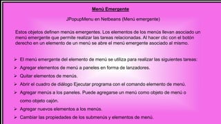 Programación java - Diseño de Menús y submenús. | PPTX