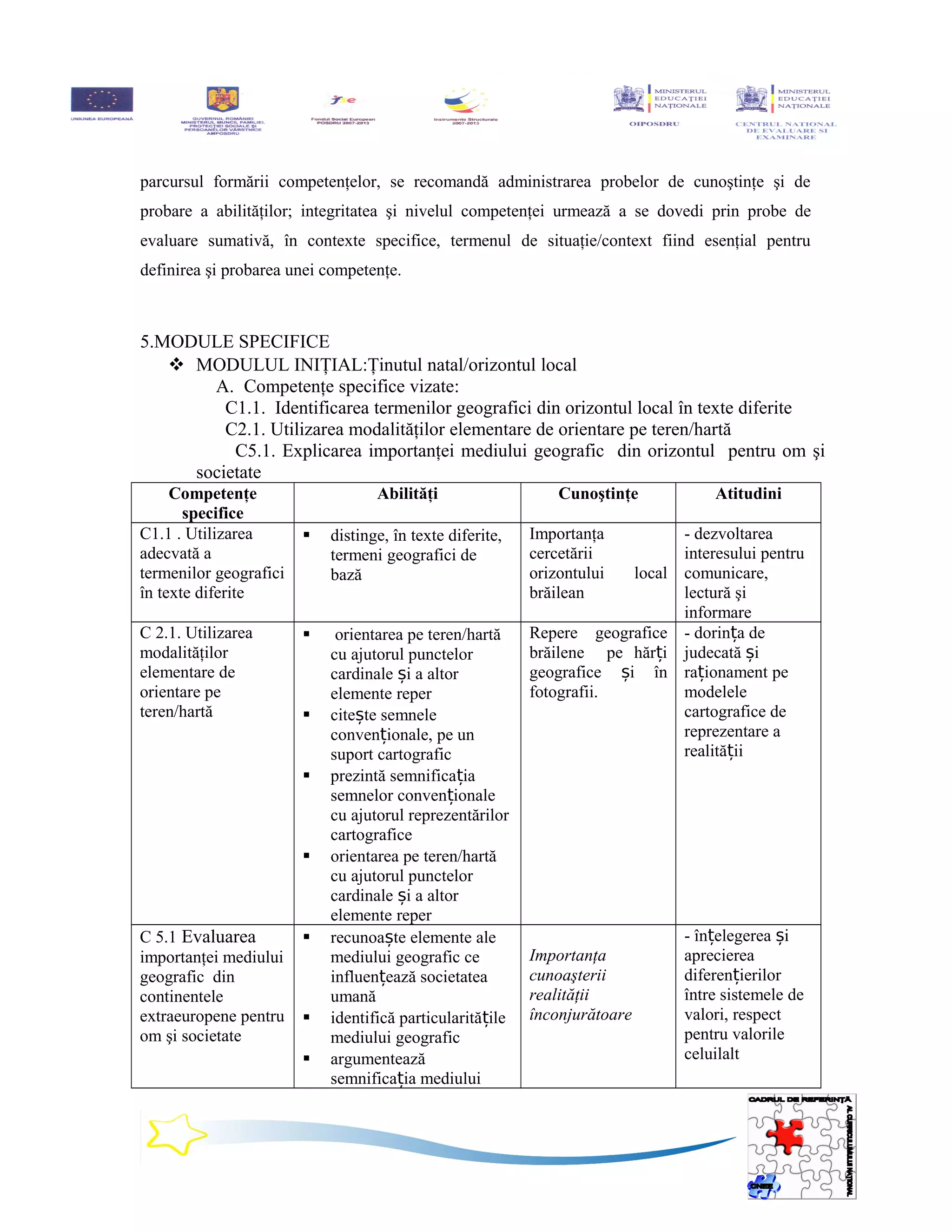 Programa modulara cds geografie | DOC