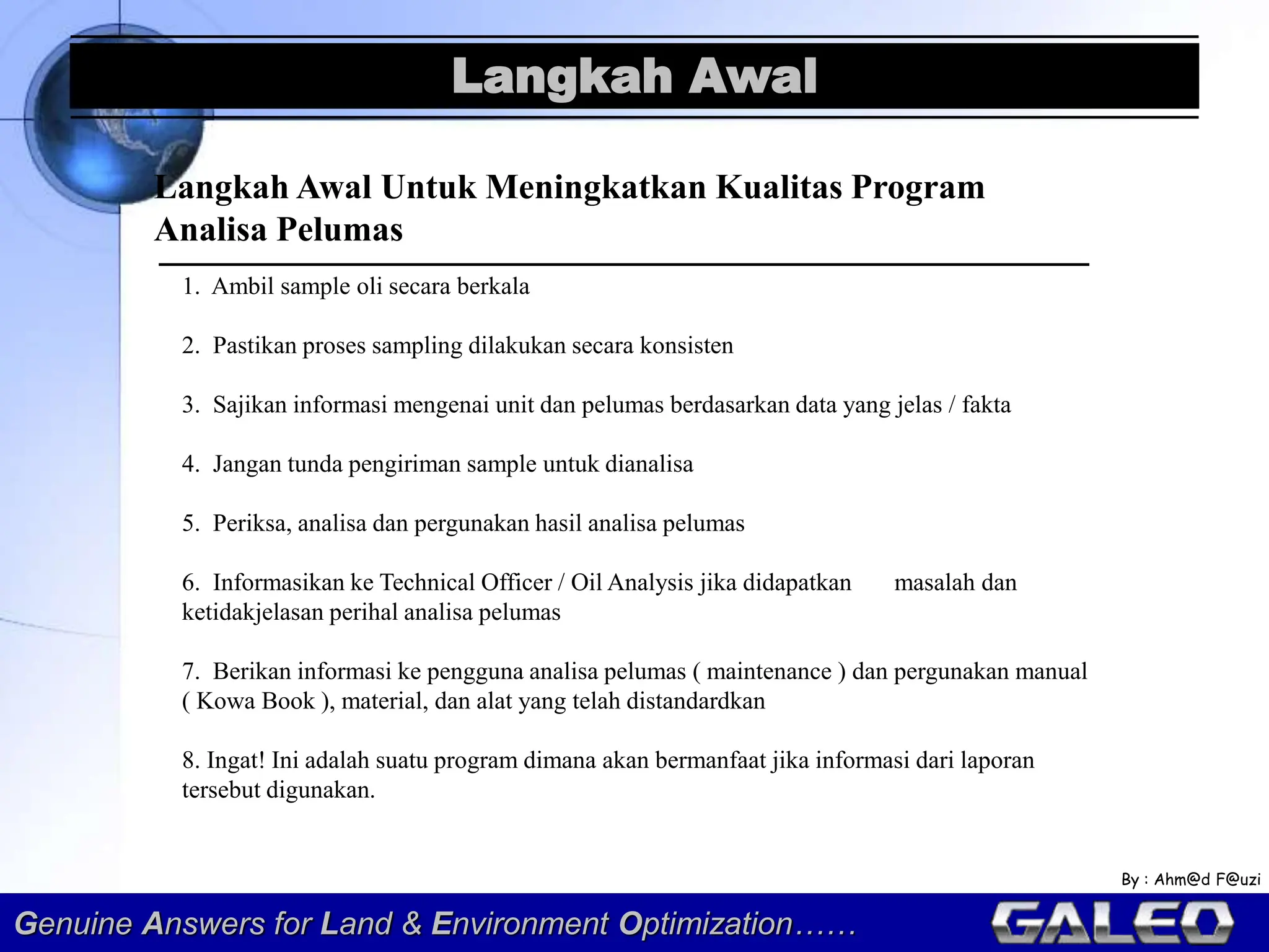 Program Analisa Pelumas New- oil analysis.ppt