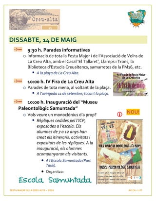 Programa oficial de la Festa Major de la Creu Alta 2016 | PDF