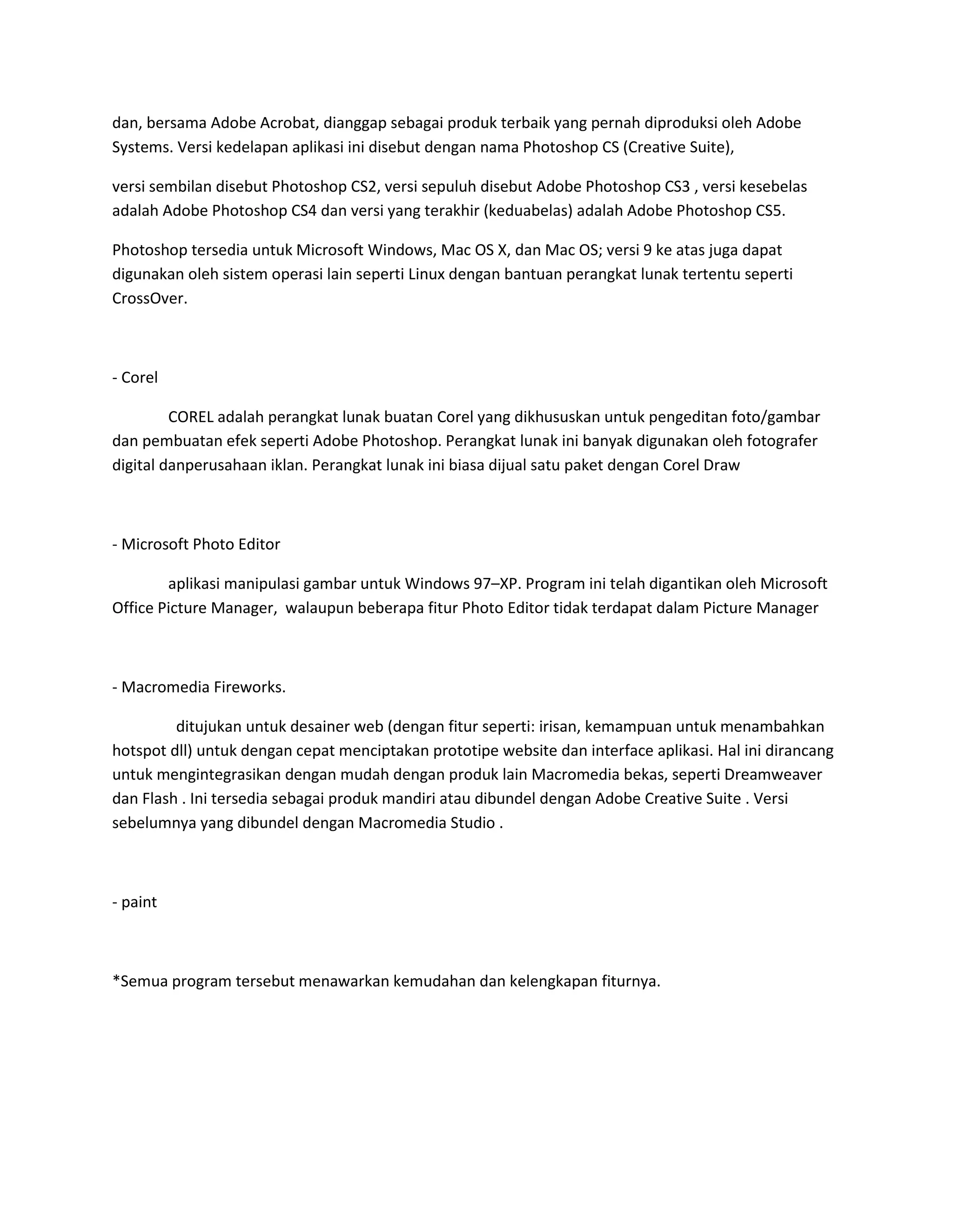 Program aplikasi grafis berbasis bitmap | DOCX