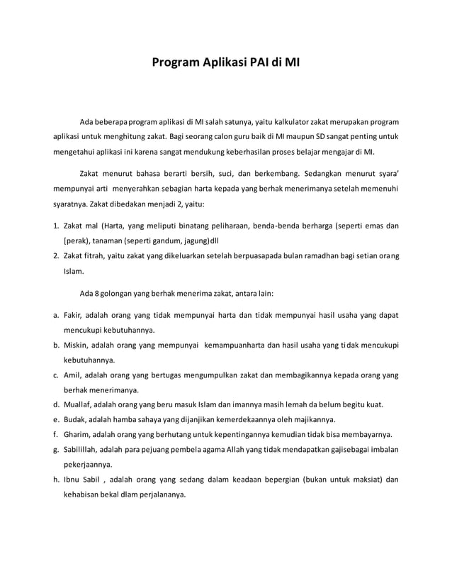 Program aplikasi pai di mi | PDF