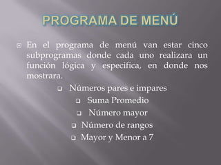 MENU DE PROGRAMACION EN VISUAL BASIC | PPTX