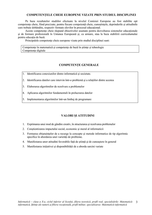 Programa scolara de_informatica_10 | PDF
