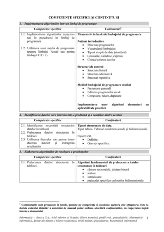 Programa scolara de_informatica_10 | PDF