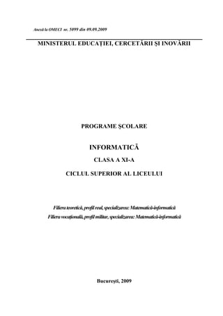 Programa scolara de_informatica_11 | PDF