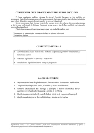 Programa scolara de_informatica_11 | PDF