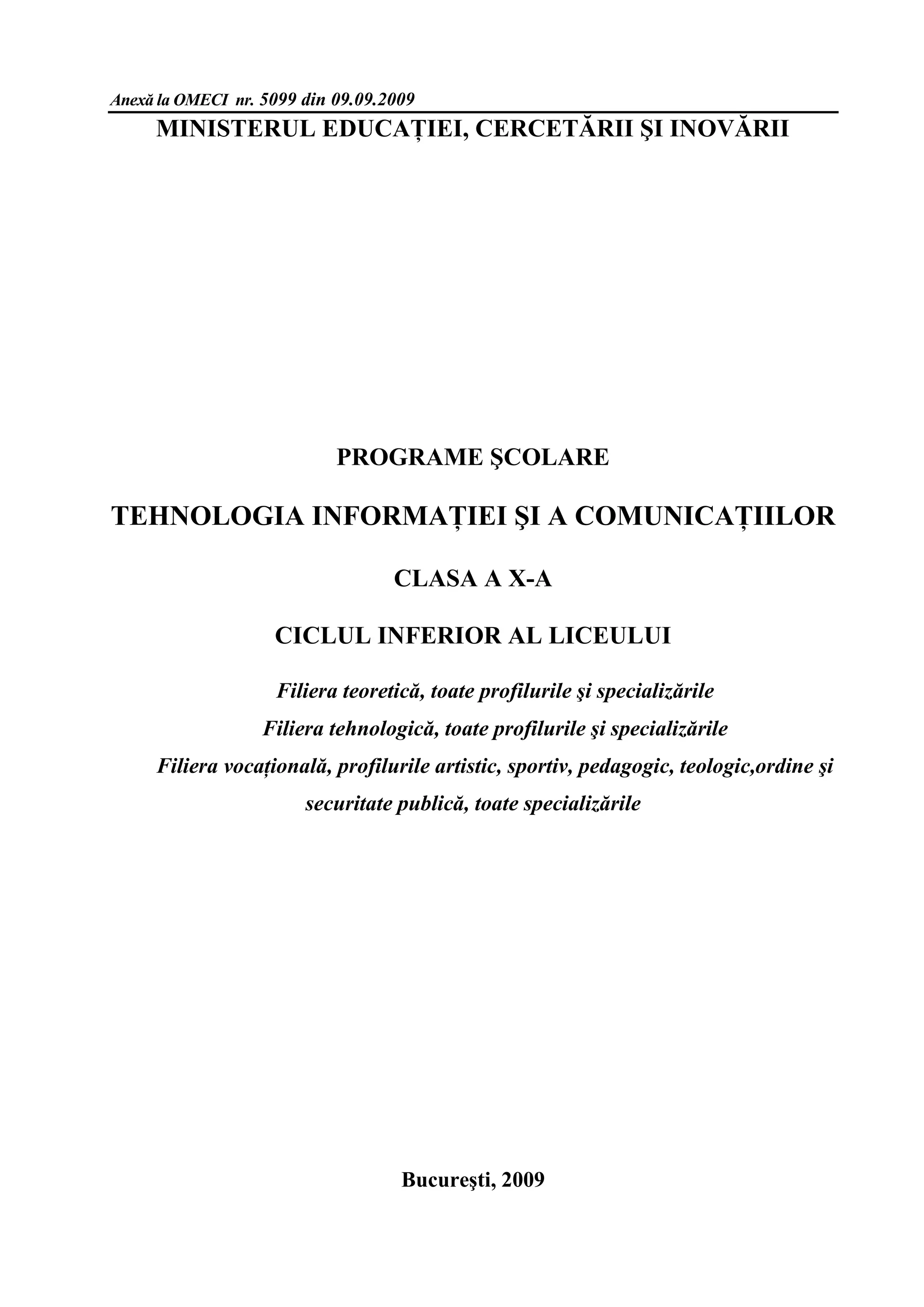 Programa scolara tic_10 | PDF