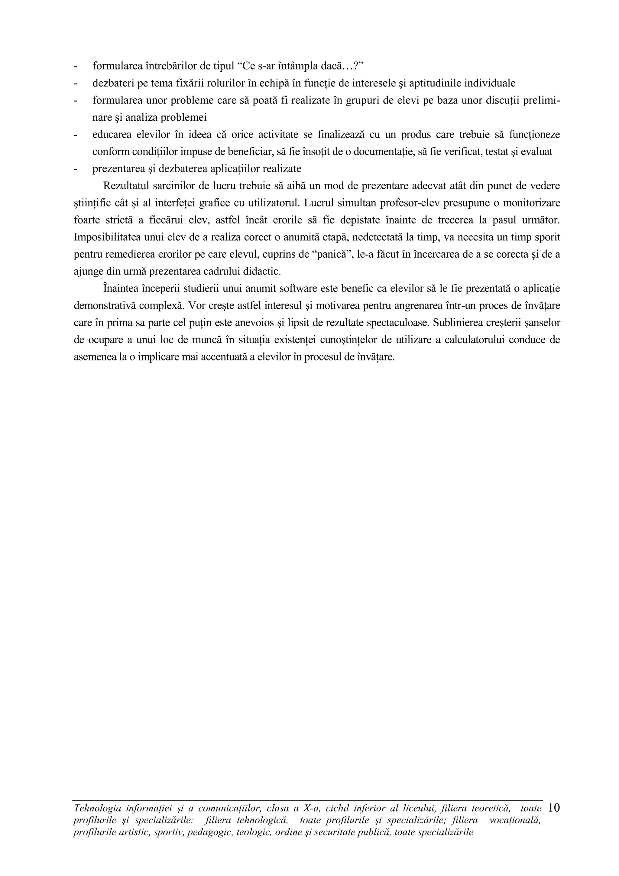 Programa scolara tic_10 | PDF