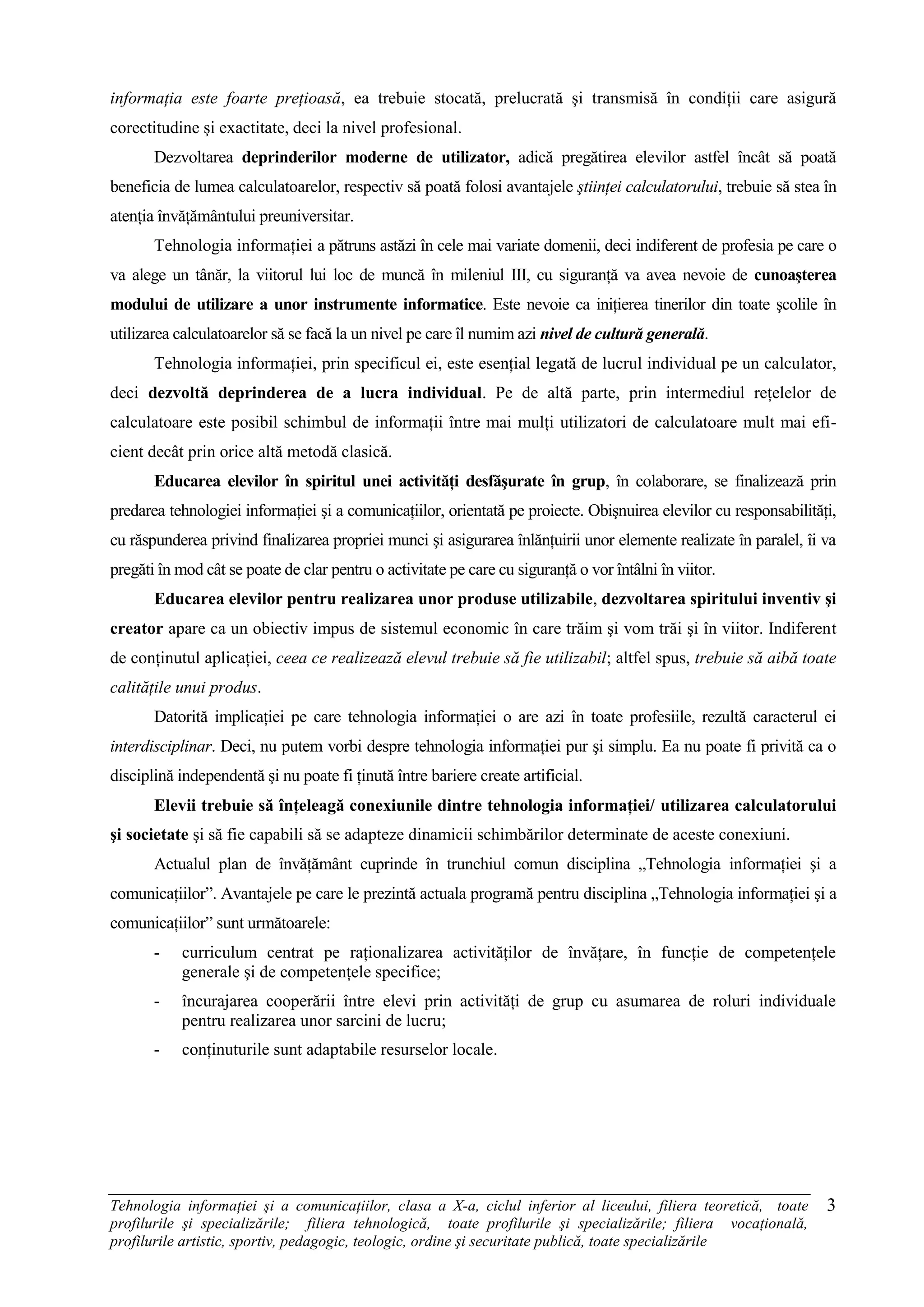 Programa scolara tic_10 | PDF