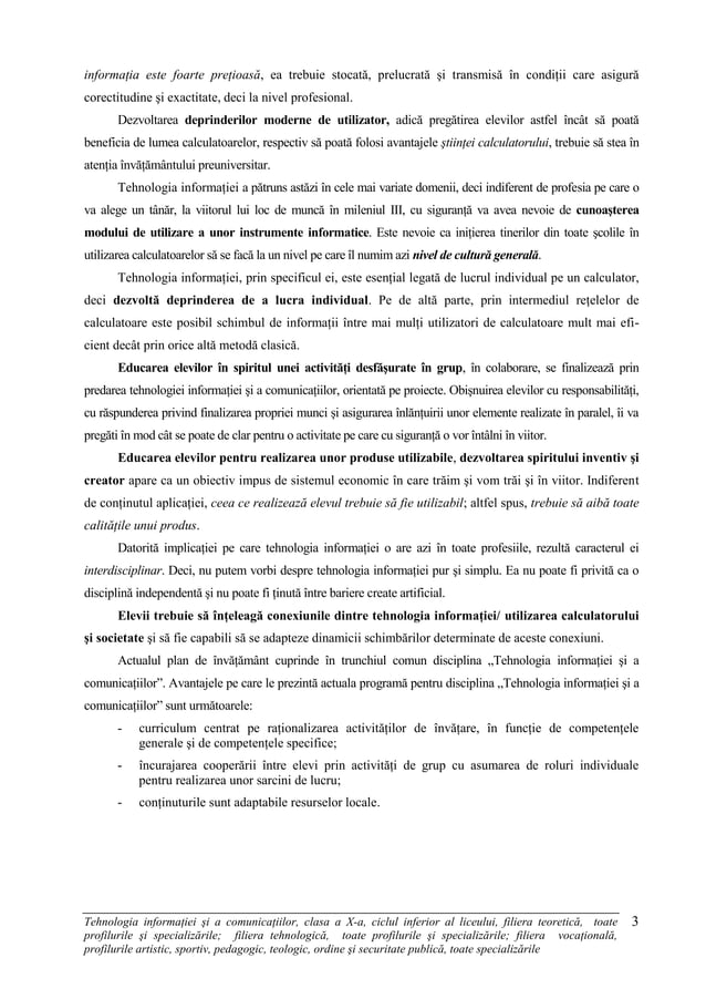 Programa scolara tic_10 | PDF