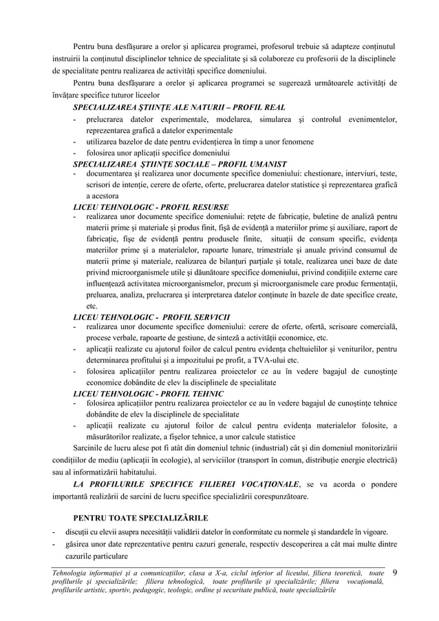 Programa scolara tic_10 | PDF