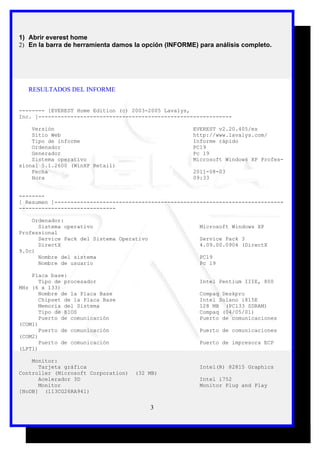 Programas para el diagnostico de los componentes del pc y de red | DOC