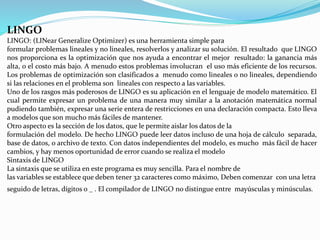 Programas para programacion lineal | PPTX