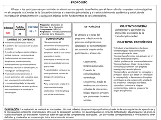 Programa transdisciplinariedad incluyendo cronograma de actividades no ...