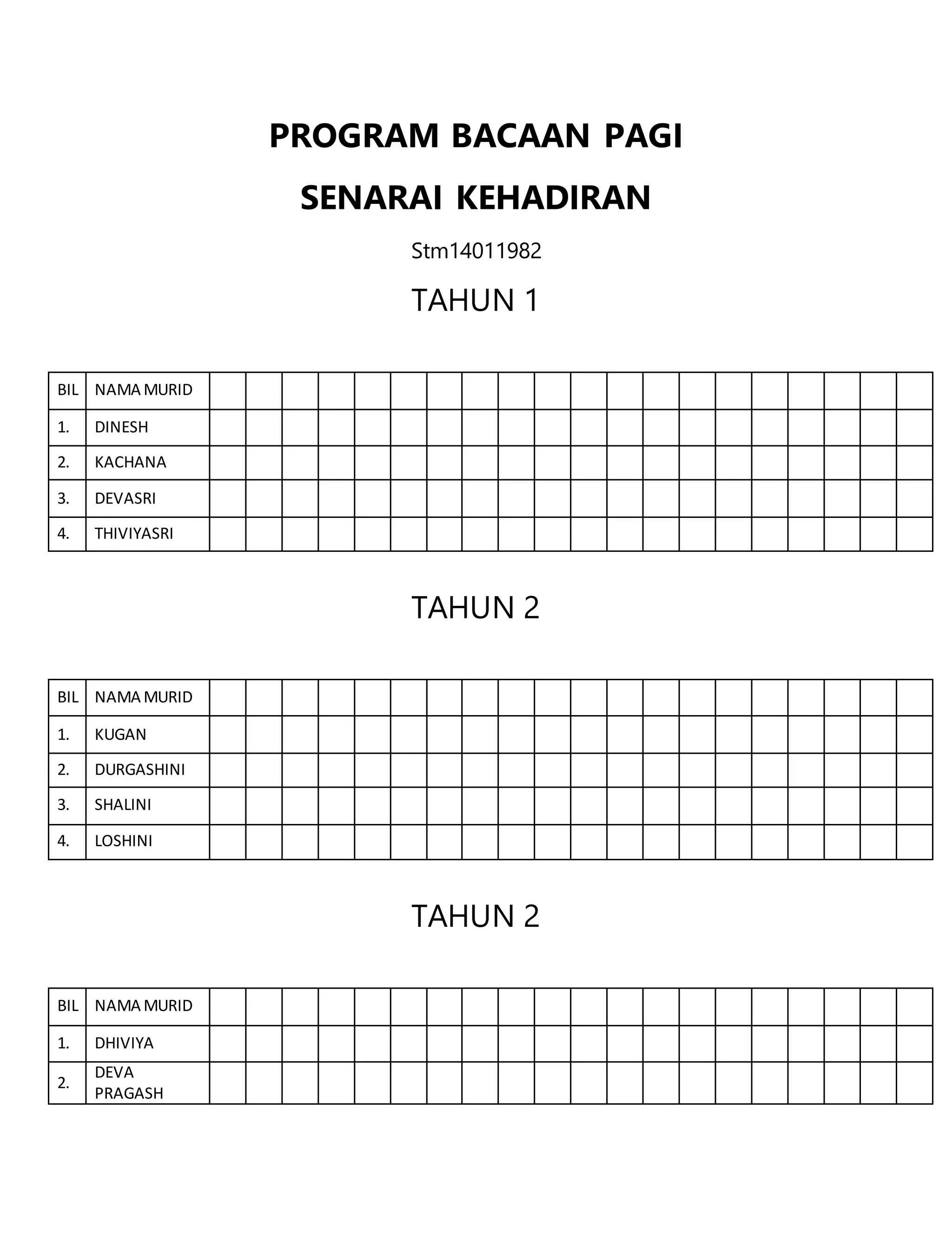 Program bacaan pagi | DOCX