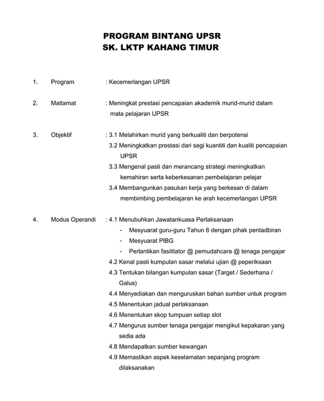 Program bintang & kem kecemerlangan upsr | PDF