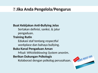 PROGRAM ANTI BULLYING PADA LEMBAGA DAN PERORANGAN | PPTX