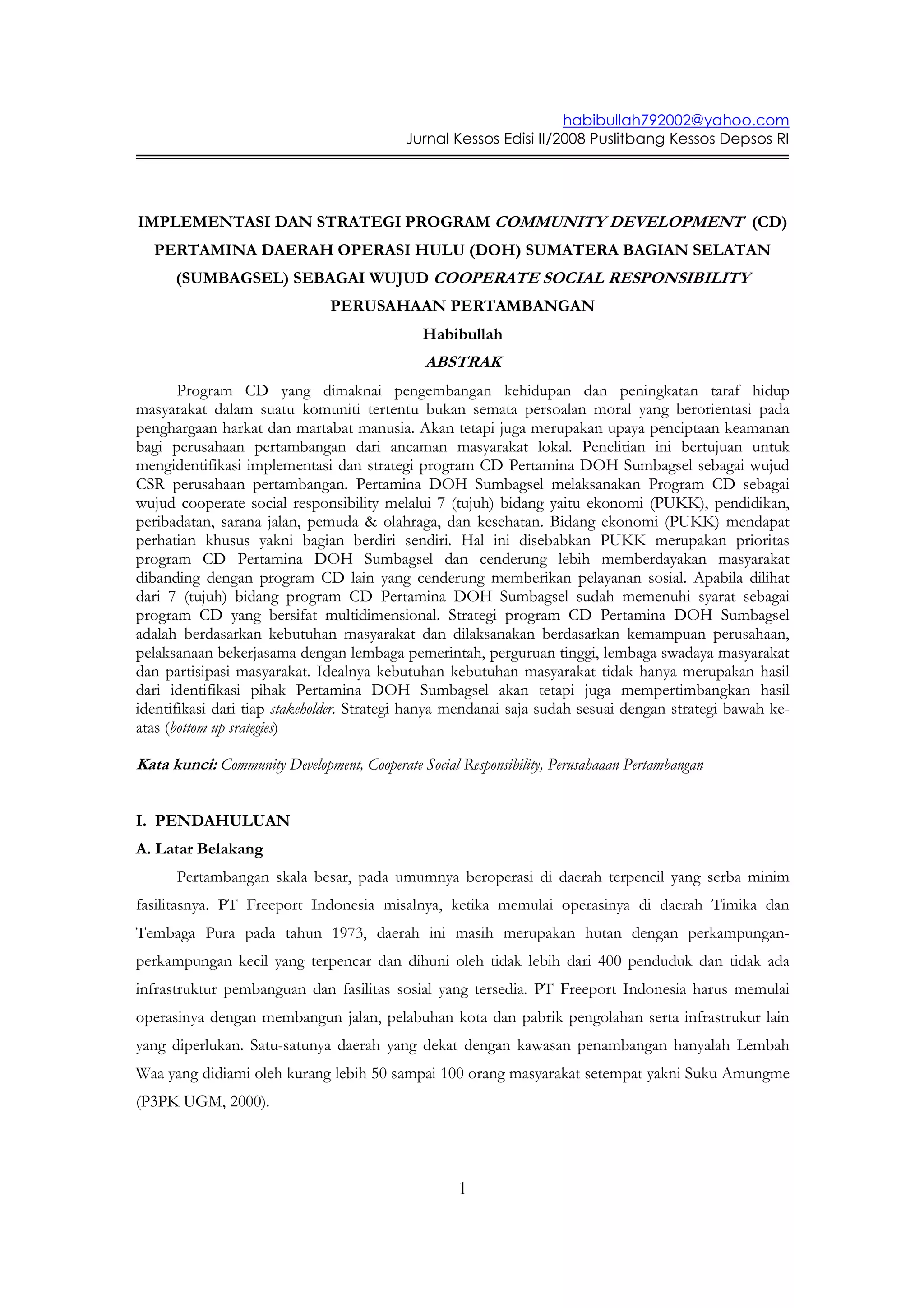 Program community development Pertamina Sebagai Wujud CSR | PDF