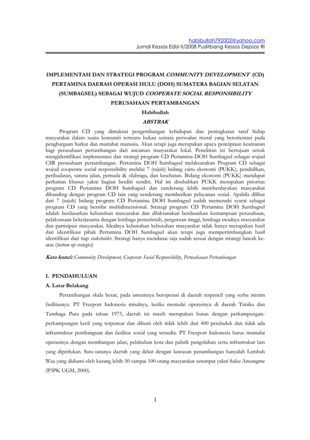 Program community development Pertamina Sebagai Wujud CSR | PDF
