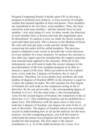 Program Computing Project 4 builds upon CP3 to develop a program to .docx