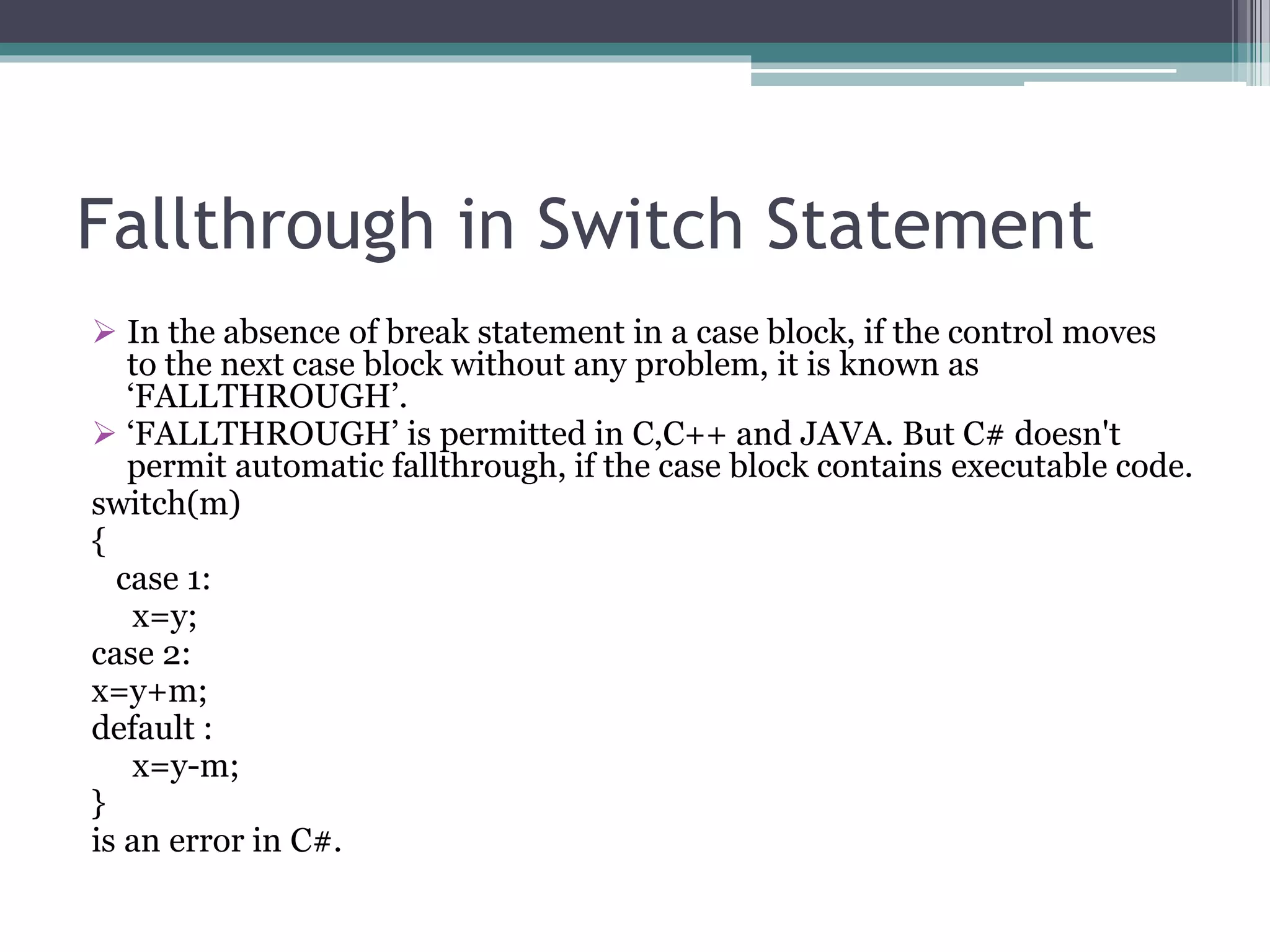 Program control statements in c# | PPTX