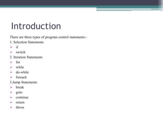 Program control statements in c# | PPTX