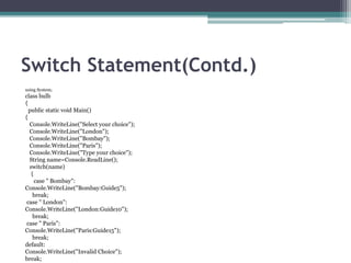 Program control statements in c# | PPTX