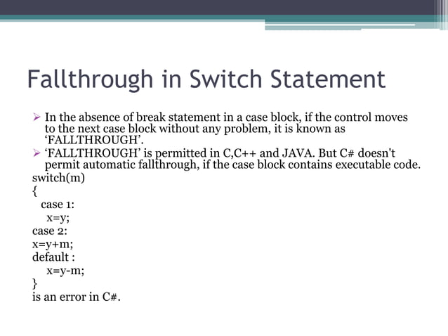 Program control statements in c# | PPTX