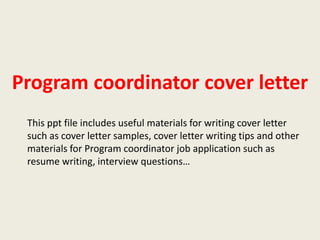 Program coordinator cover letter | PPT