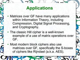 Program Derivation of Matrix Operations in GF | ODP