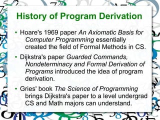 Program Derivation of Matrix Operations in GF | ODP