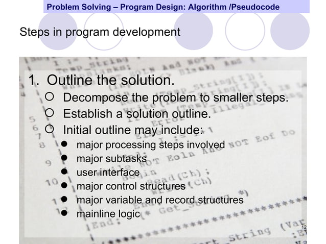 Program Design And Problem Solving Techniques Ppt Programming Languages Computing