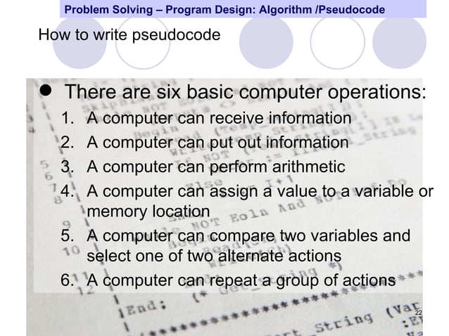 Program Design And Problem Solving Techniques Ppt Programming Languages Computing