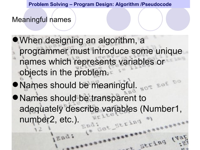 Program design and problem solving techniques | PPT | Programming Languages | Computing