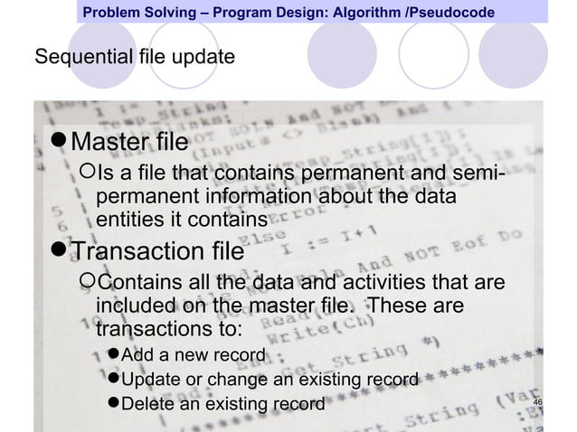 Program design and problem solving techniques | PPT | Programming Languages | Computing