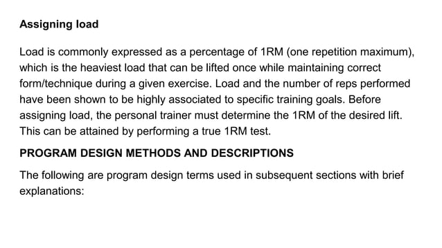 Program design and progression week 7 | PPT