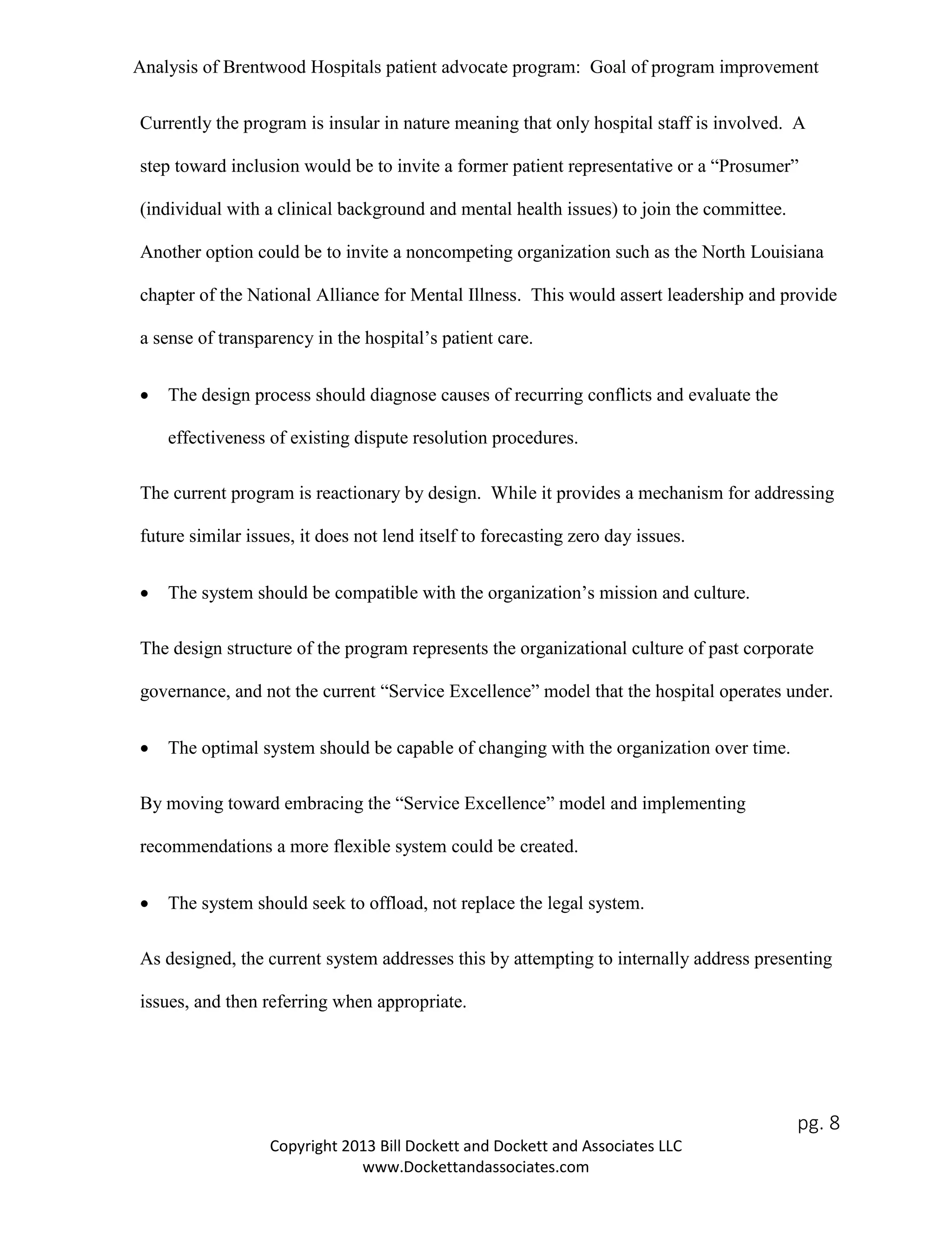 Program design paper: Brentwood Hospital | PDF