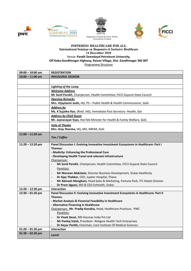 Healthcare Seminar Program Details | DOCX