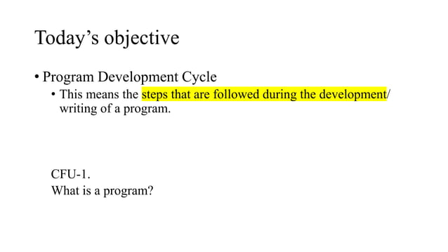 computer science presentation on program development cycle | PPT
