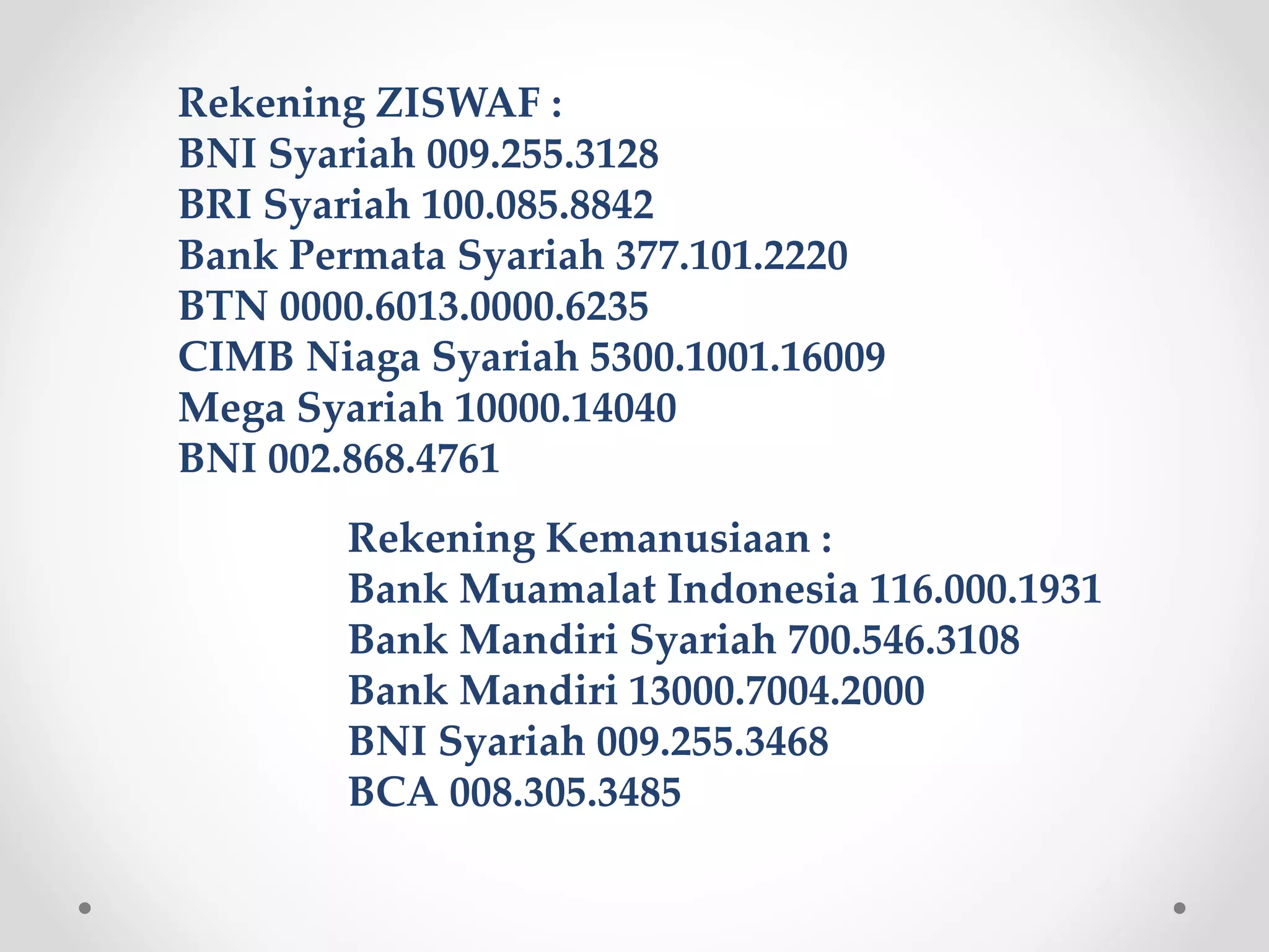 REKENING DONASI PROGRAM SINERGI FOUNDATION | PPT