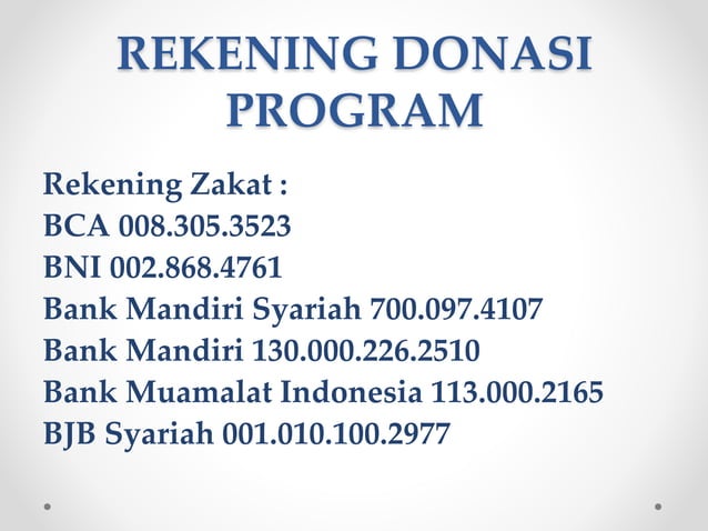 REKENING DONASI PROGRAM SINERGI FOUNDATION | PPT
