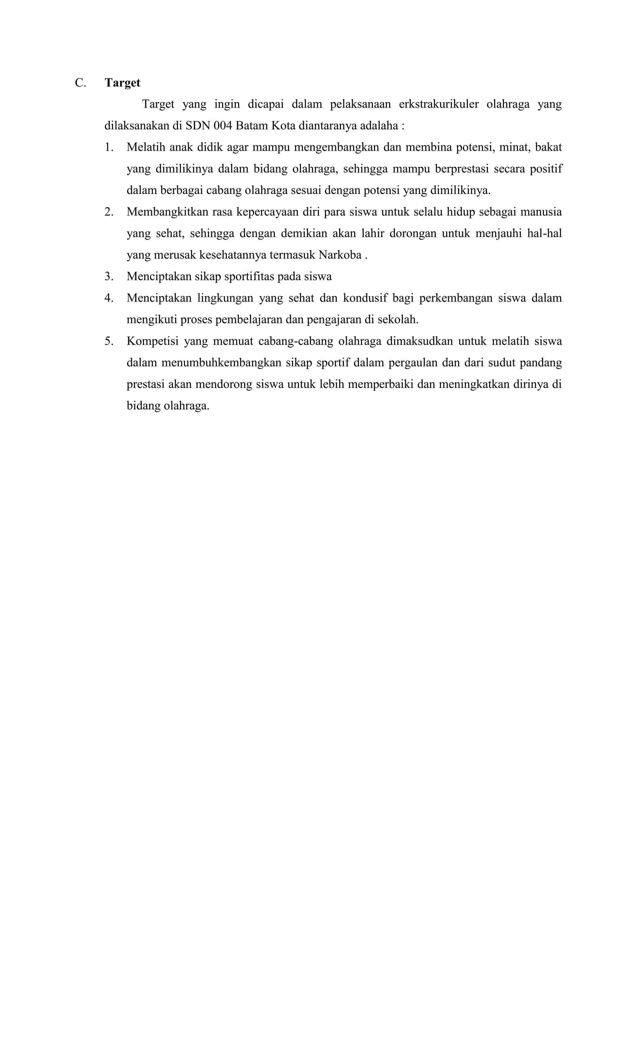 Program ekskul olahraga sd | DOCX