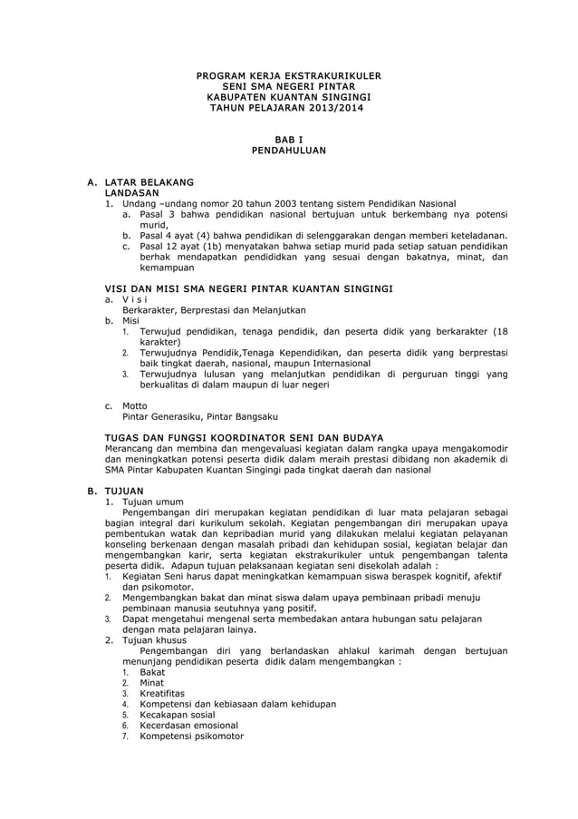 Program ekstrakurikuler seni | DOC