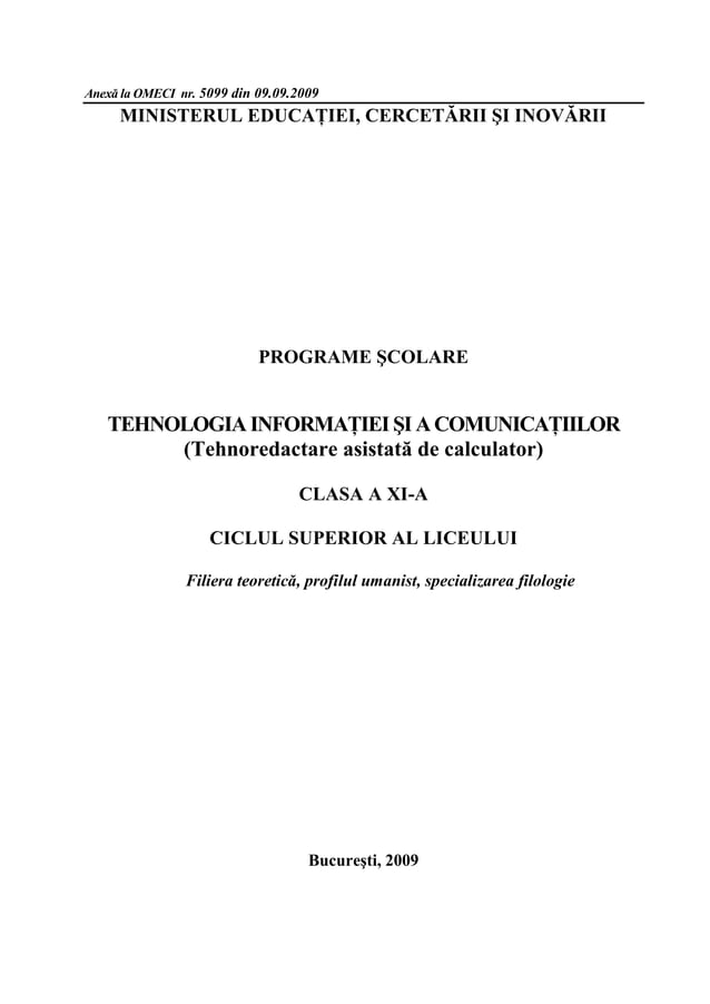 Programe scolare tic-filologie_11 | PDF